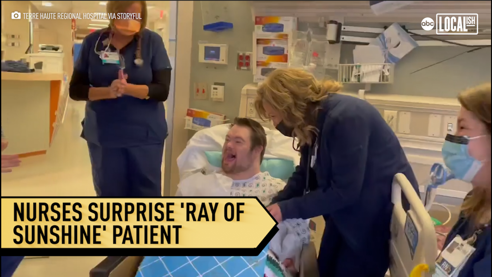 Nurses surprise patient with Down syndrome on last day in ICU - ABC7 ...
