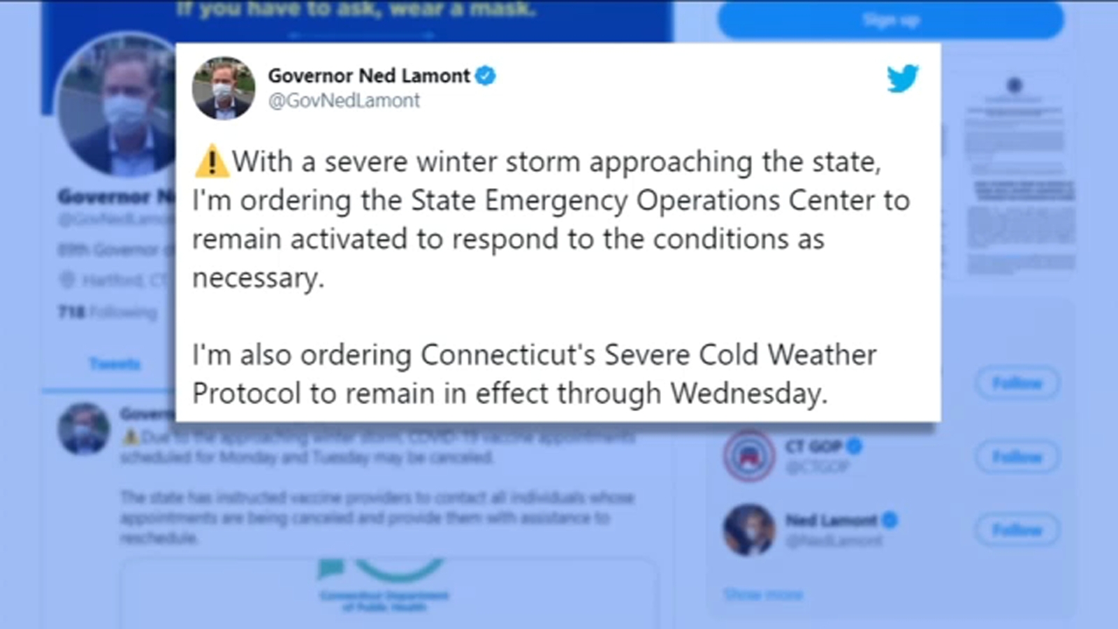Governor Ned Lamont orders delayed opening of Connecticut executive ...