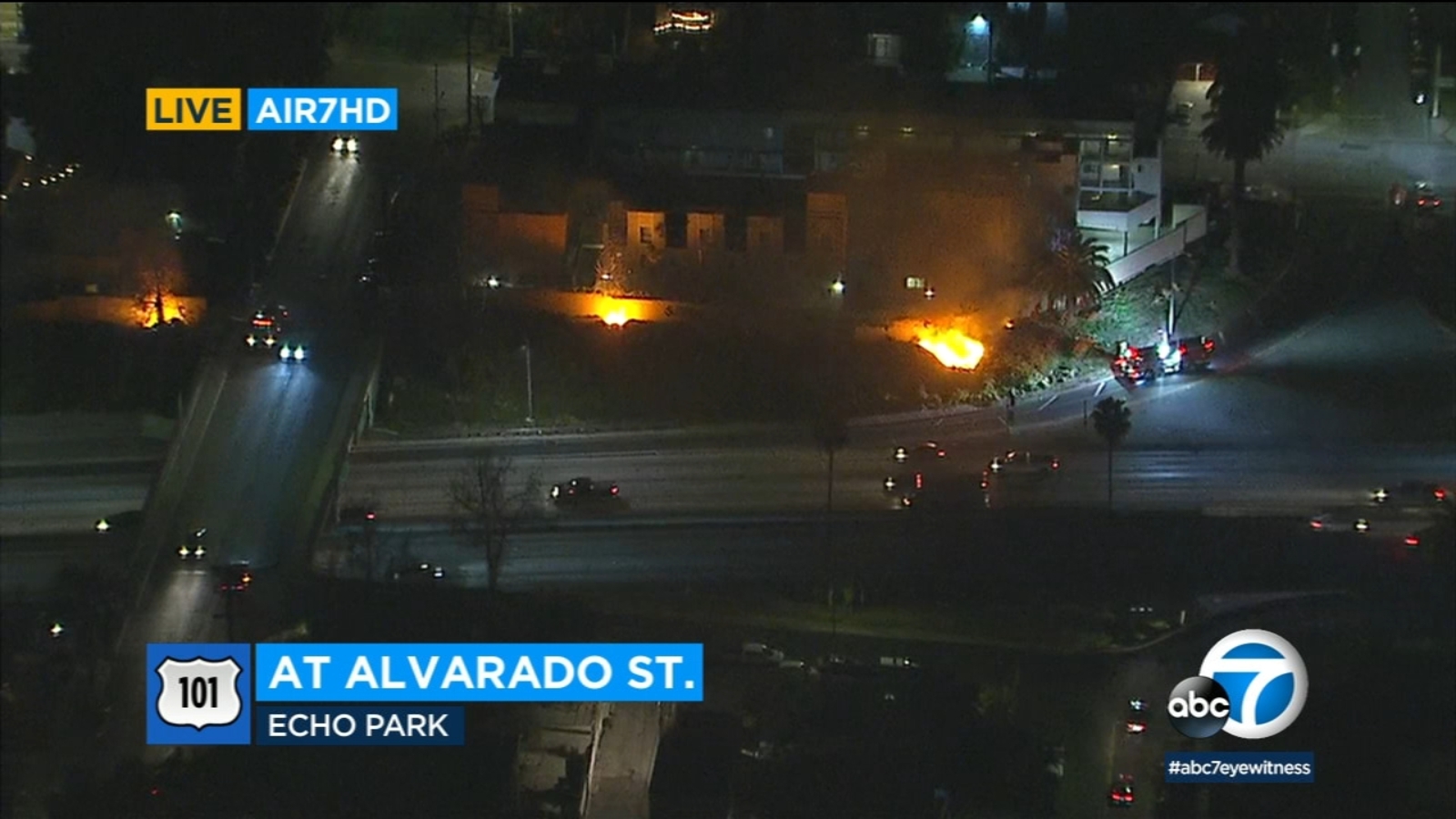 Arson Suspected After Several Small Fires Erupt Near 101 Freeway In