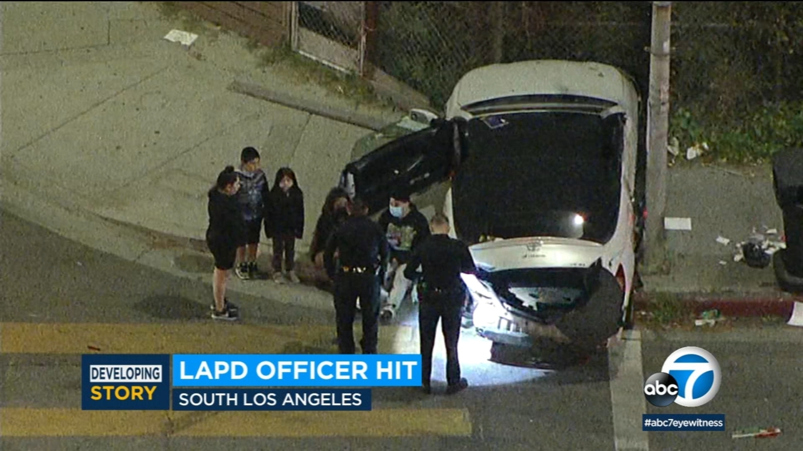 LAPD officer in critical condition after being hit by car in South Los ...