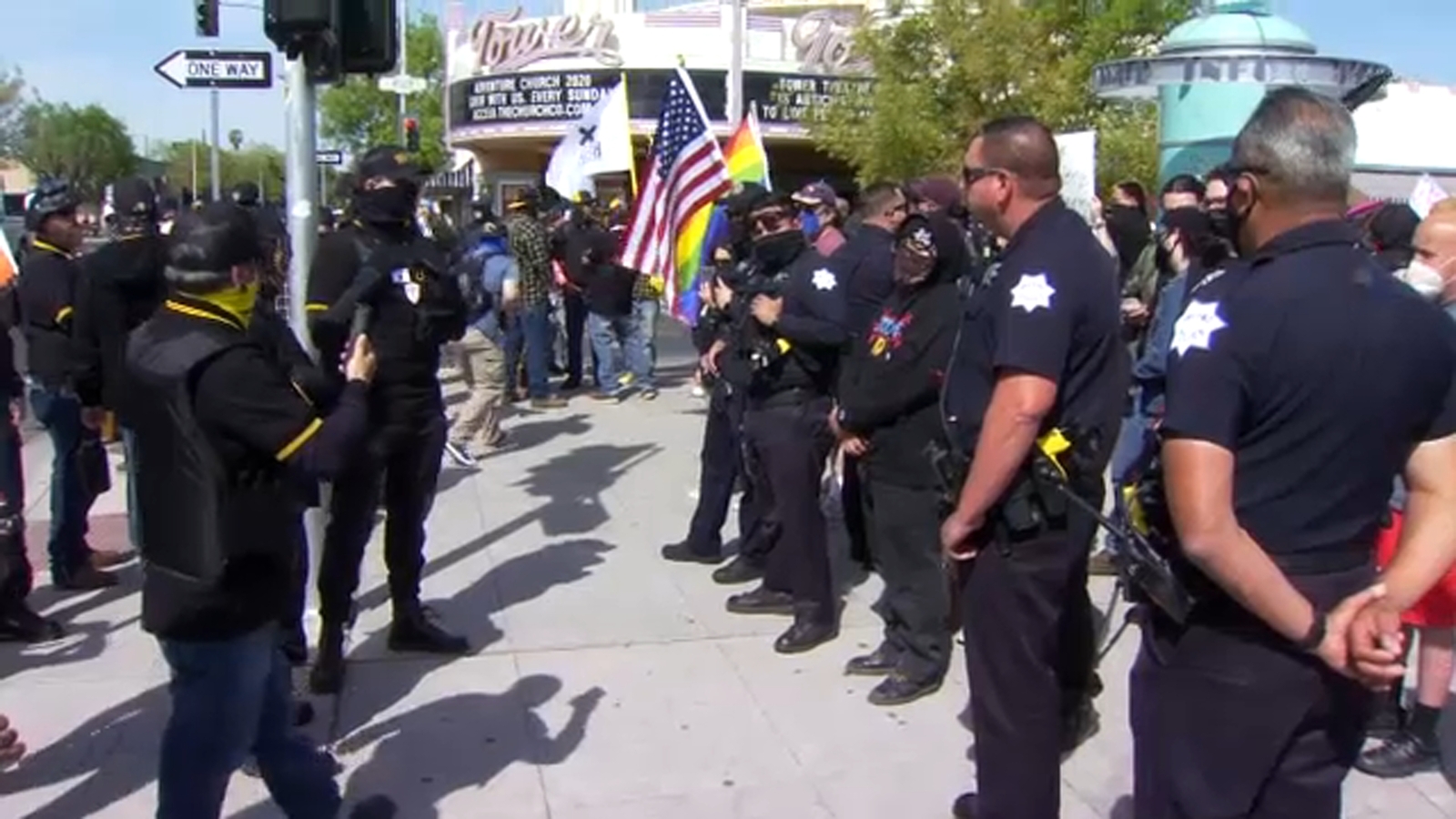 At least 1 arrested during protest at Tower Theatre, police say - ABC30 ...