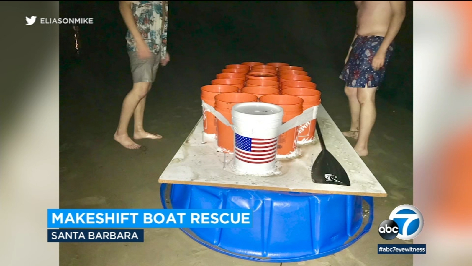Santa Barbara college students rescued when boat made of buckets ...