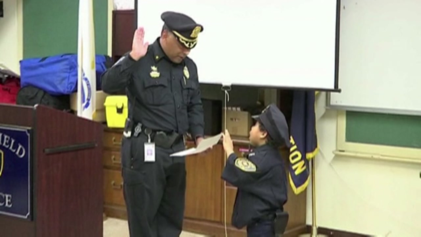 Boy with caner becomes honorary officer - ABC13 Houston Boy with caner becomes honorary officer - ABC13 Houston