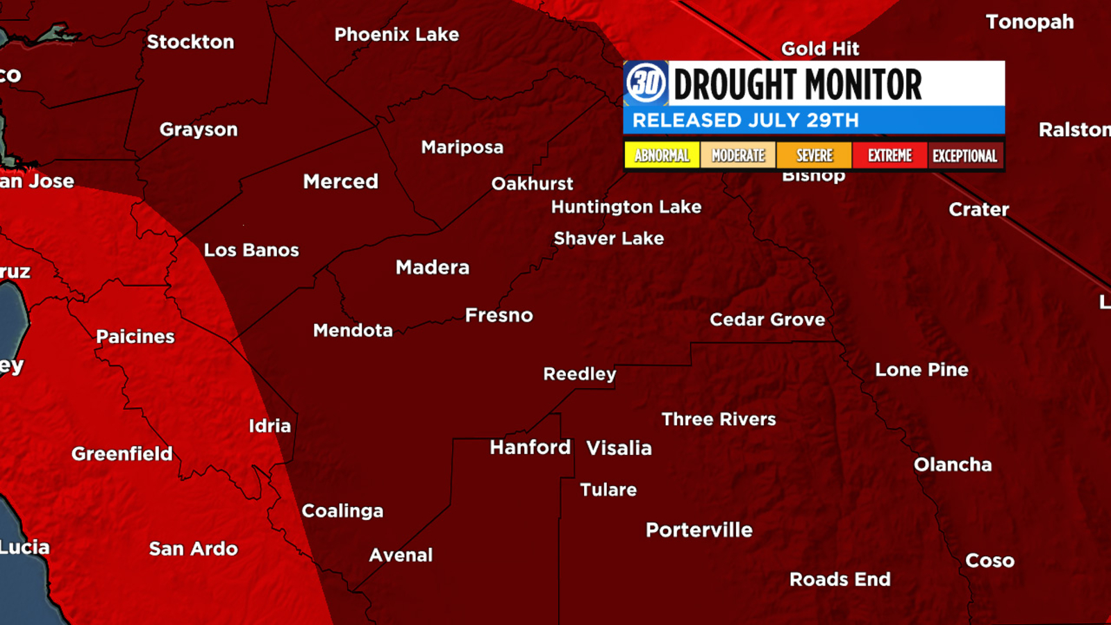 All of Central California in 'exceptional drought' as dry conditions ...