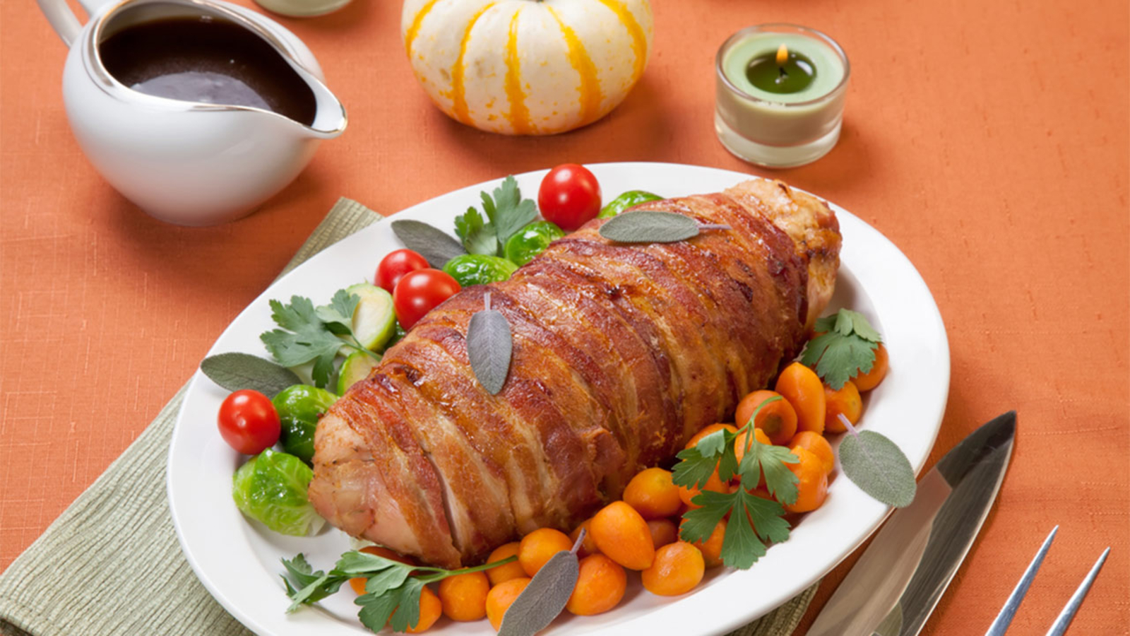 Glass Wall's Roast Turkey Breast wrapped with Bacon and Brown Gravy ...
