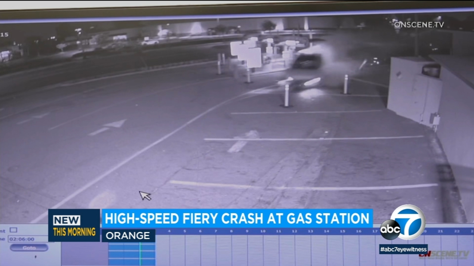 Car crashes into Orange gas station at high speeds - ABC7 Los Angeles