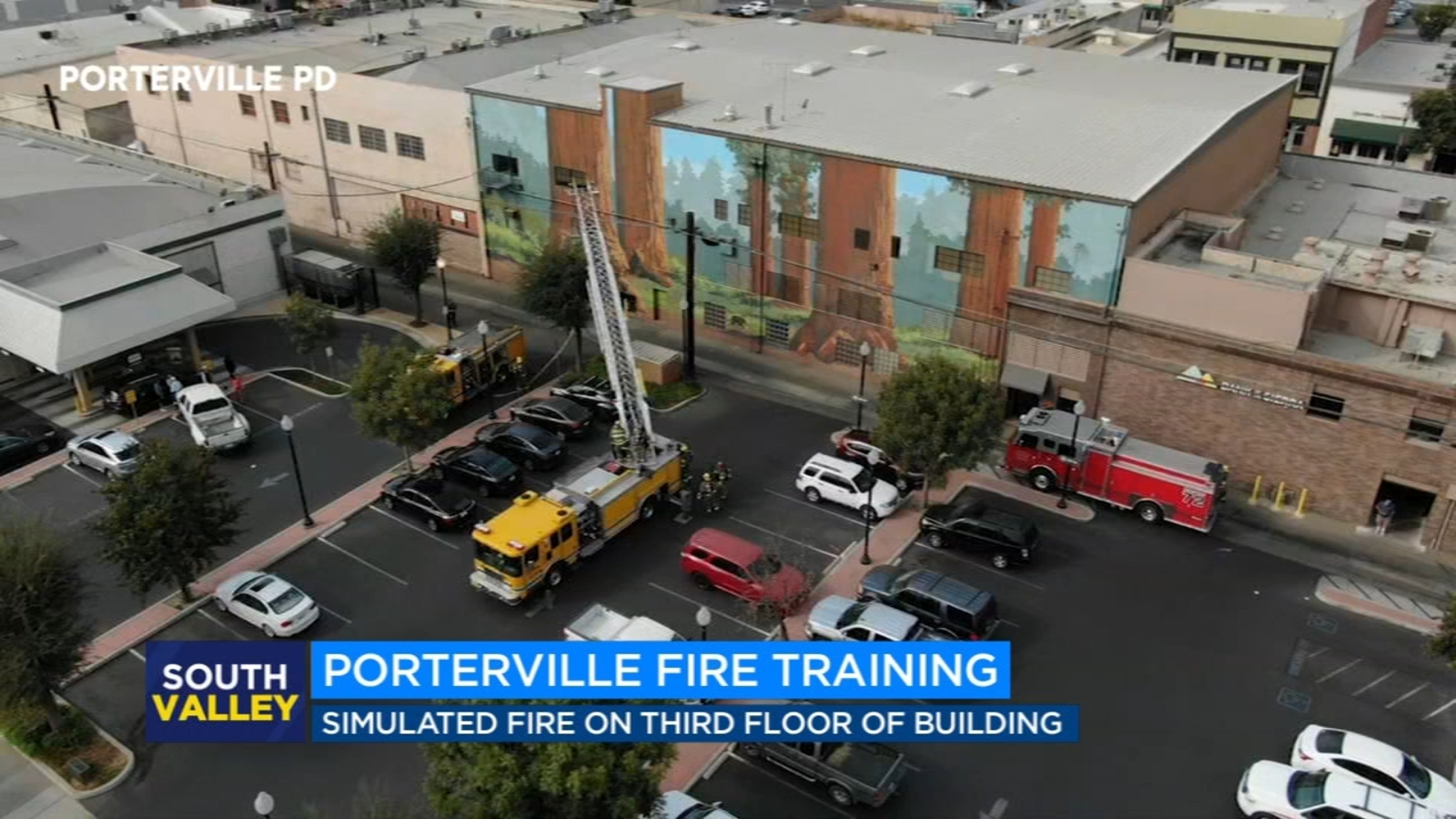 Porterville fire crews partner with bank for fire drill - ABC30 Fresno