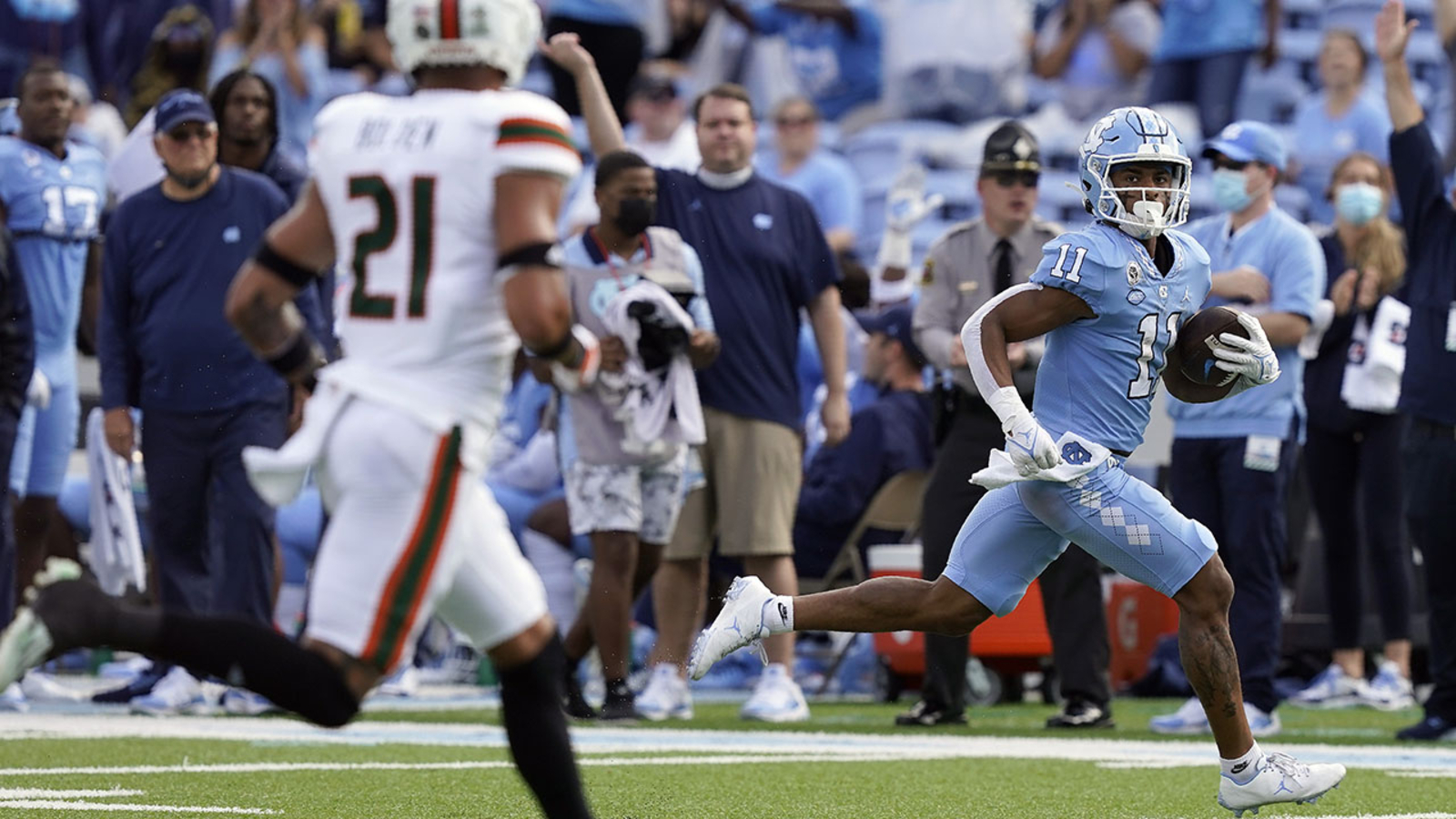 UNC holds on to beat Miami 45-42 - ABC11 Raleigh-Durham