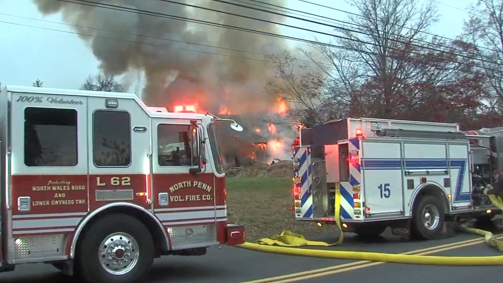Crews battle barn fire in Horsham Township, Montgomery County - 6abc ...