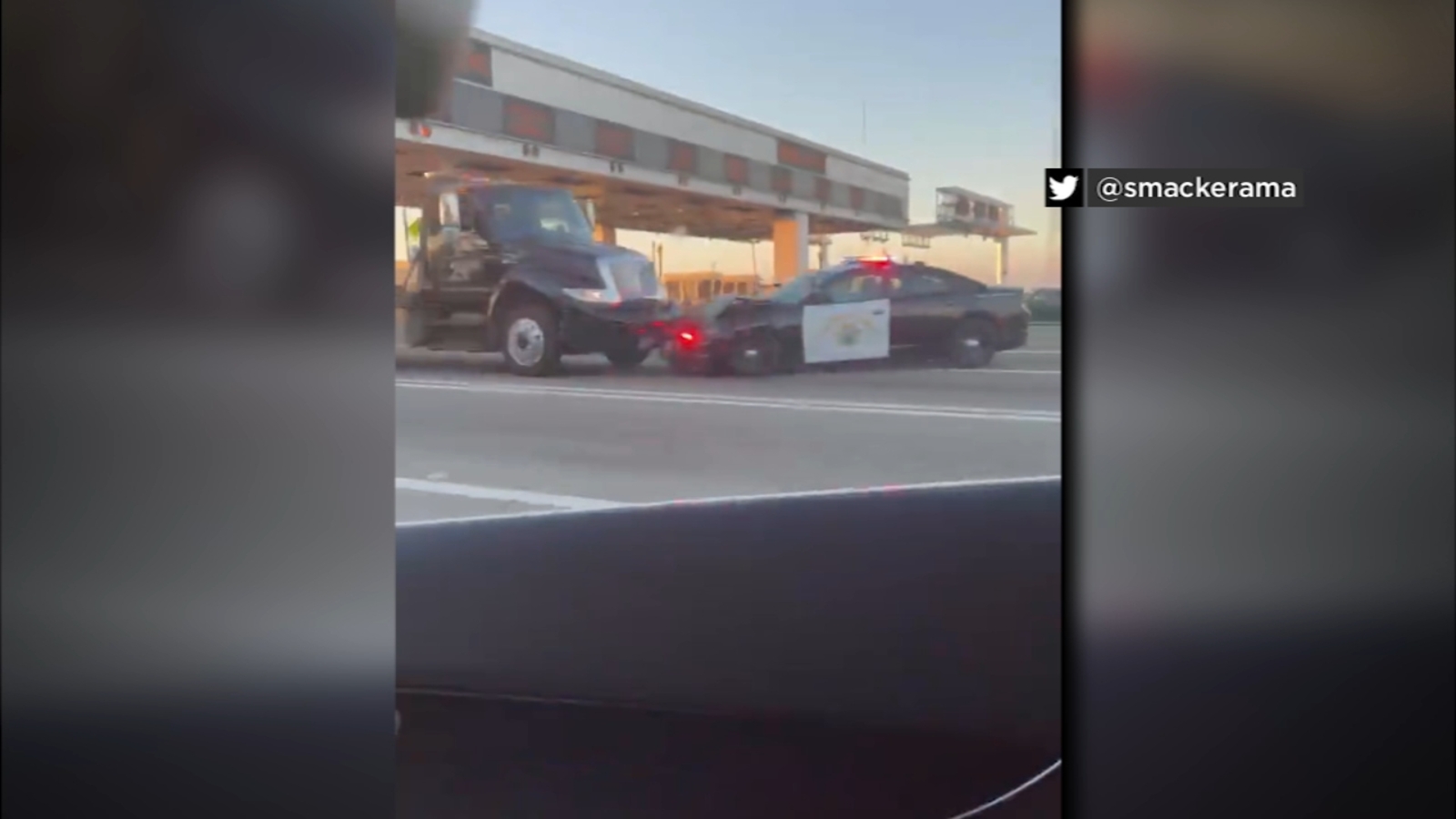 Video shows wrong-way tow truck driver slamming into CHP cruiser at Bay ...