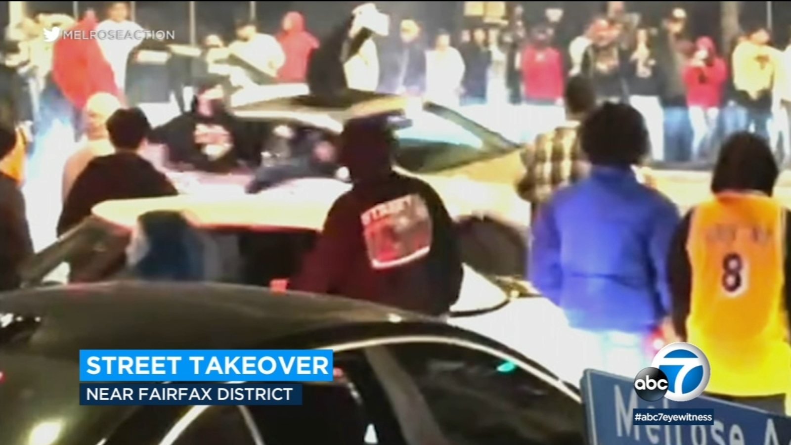 Video shows dangerous street takeover near Fairfax District - ABC7 Los ...