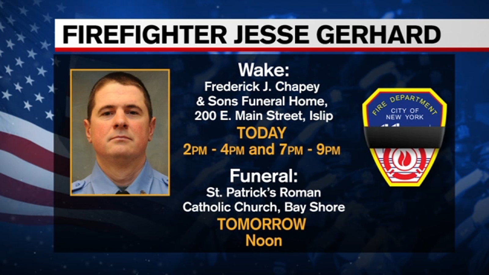 FDNY, family, and friends remember Firefighter Jesse Gerhard with wake ...