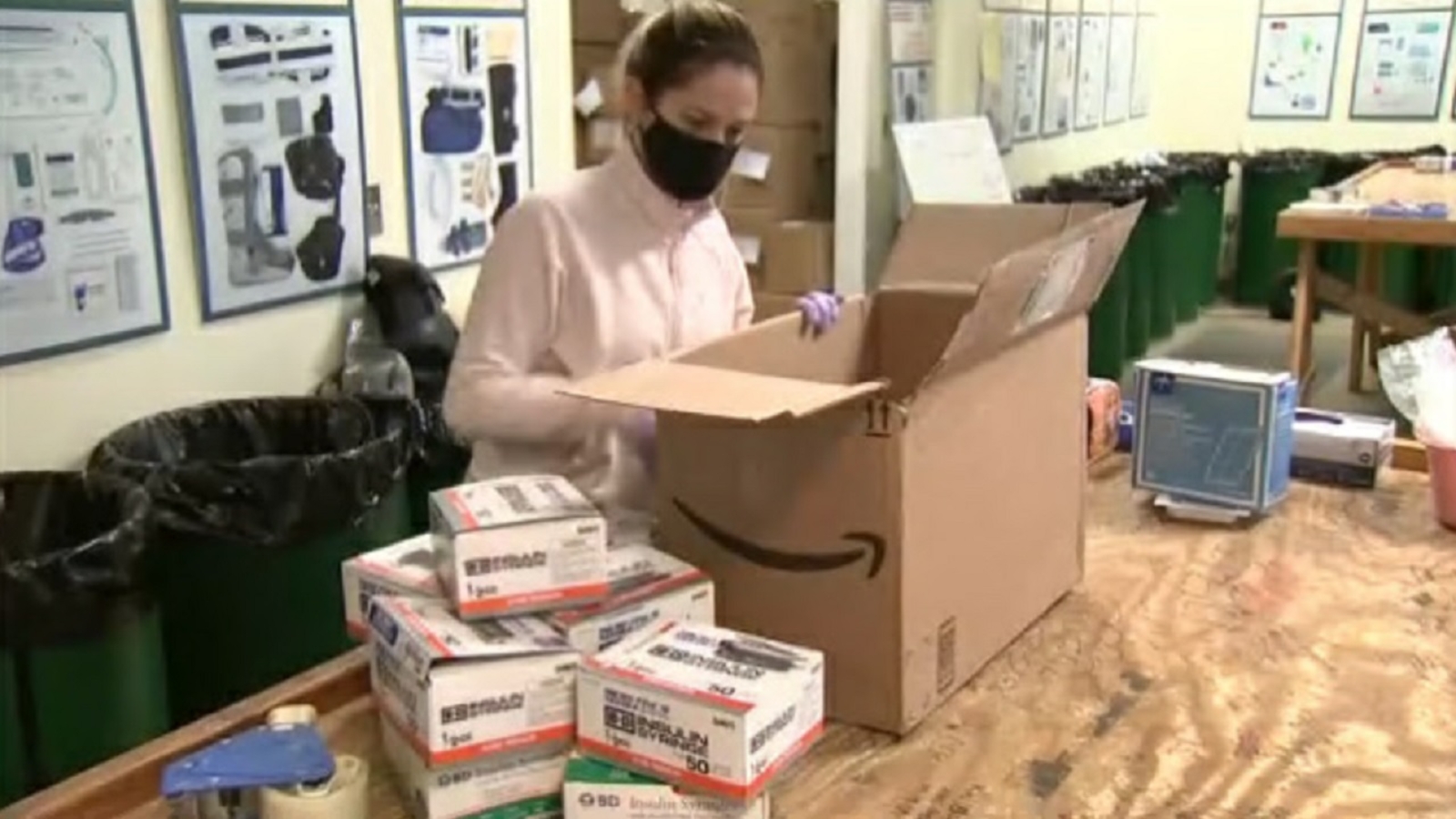 Rutgers University volunteers sort emergency medical supplies ...