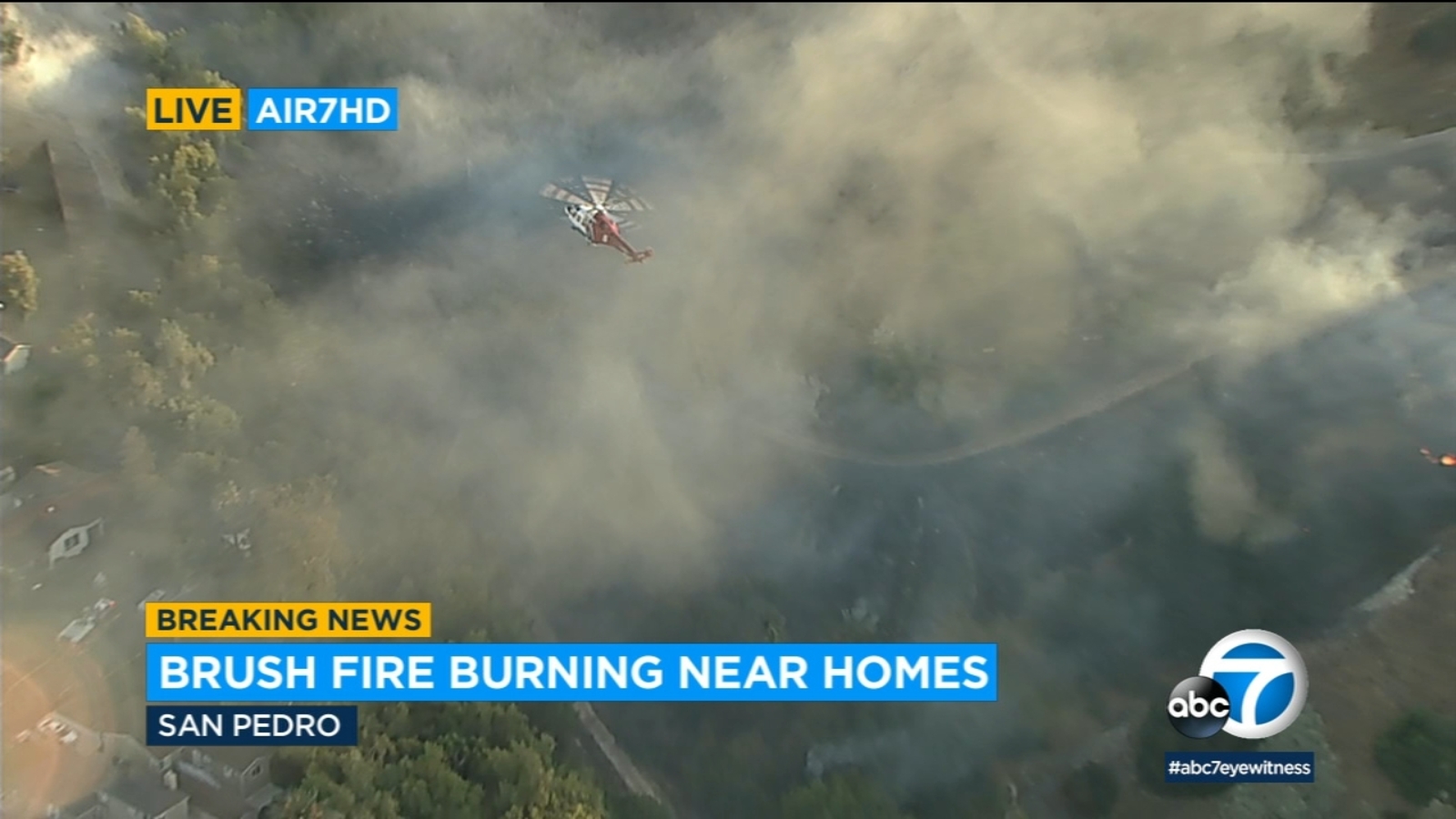 San Pedro: Fire crews battle blaze near homes as plumes of smoke billow ...