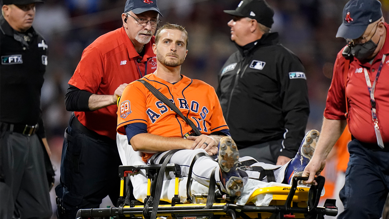 Houston Astros pitcher Jake Odorizzi collapses with leg injury against ...