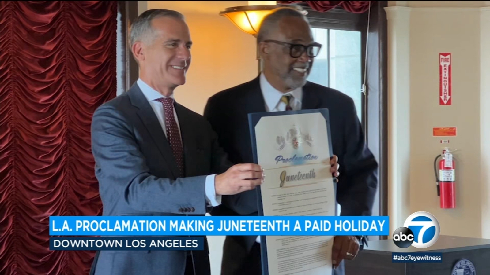 Los Angeles Mayor Eric Garcetti signs proclamation making Juneteenth a ...