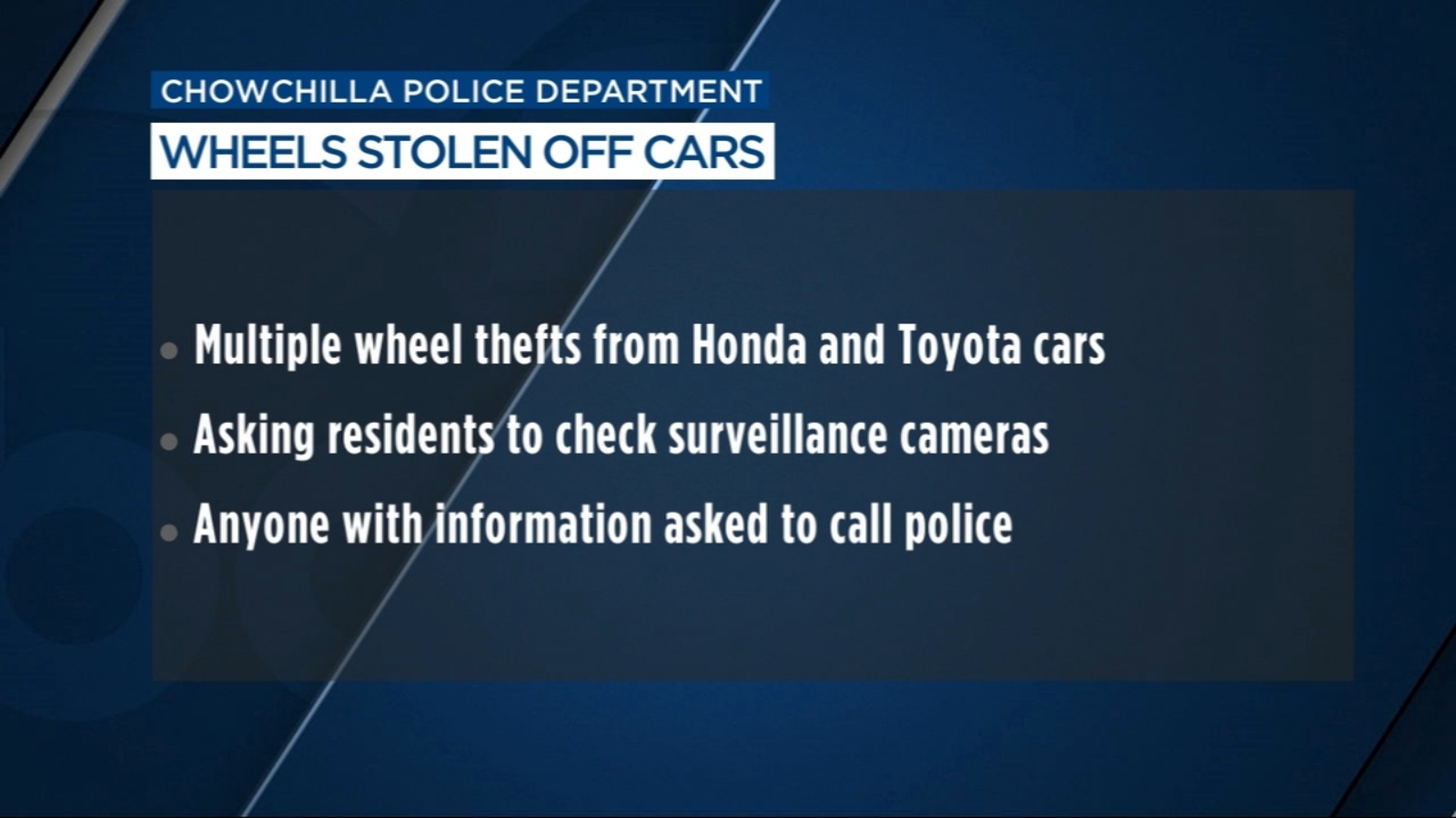 Chowchilla police searching for suspects in connection to tire thefts ...