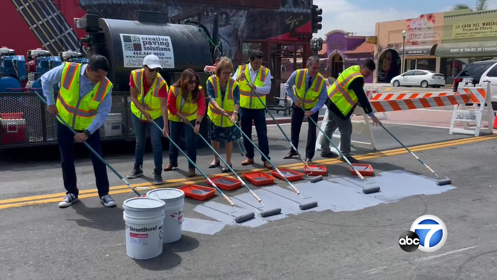 LA street crews lay first-ever cool pavement coating in Boyle Heights ...