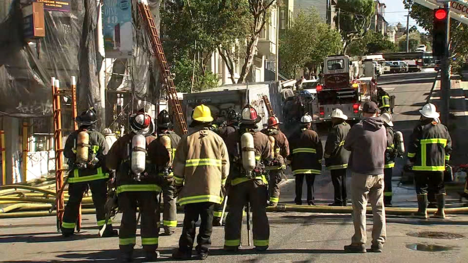 Firefighters investigating 3-alarm building fire near Divisadero and ...