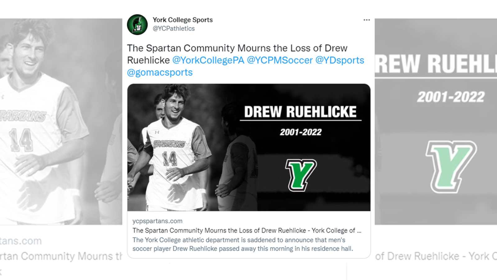 21-year-old York College of Pennsylvania athlete Drew Ruehlicke from ...