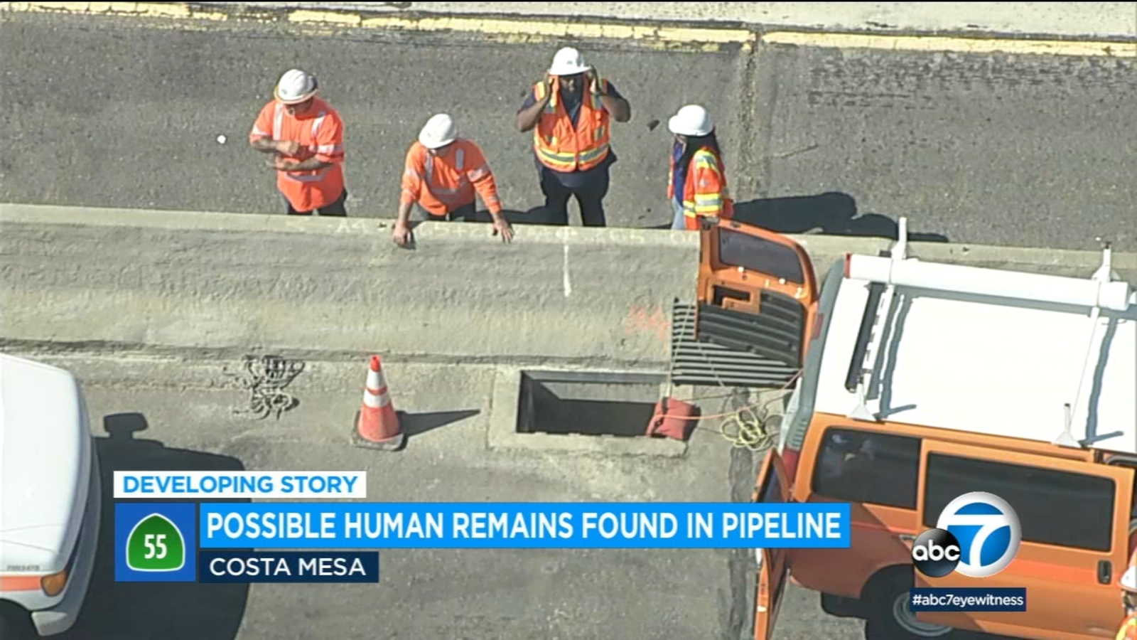 Possible human remains found in pipe under 55 Freeway in Costa Mesa ...