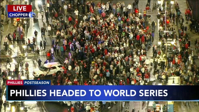 Philadelphia Phillies fans celebrate Game 5 win at Frankford and ...