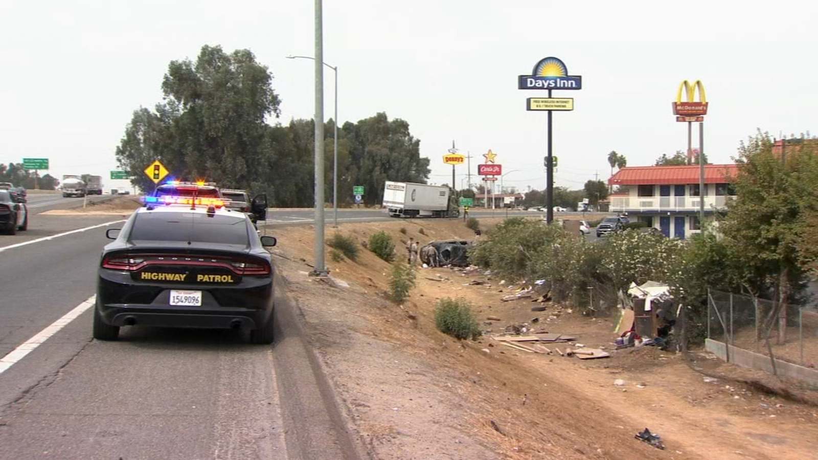 Woman dies after crashing car down embankment on Highway 99, CHP says ...