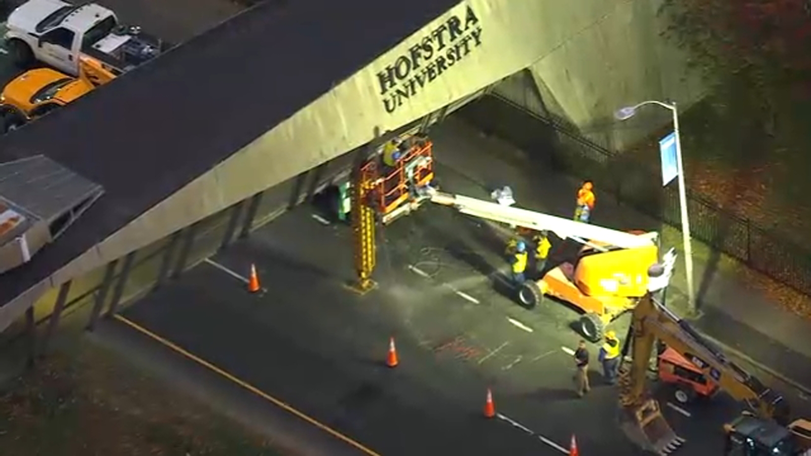Pedestrian overpass at Hofstra University struck by truck on Hempstead ...