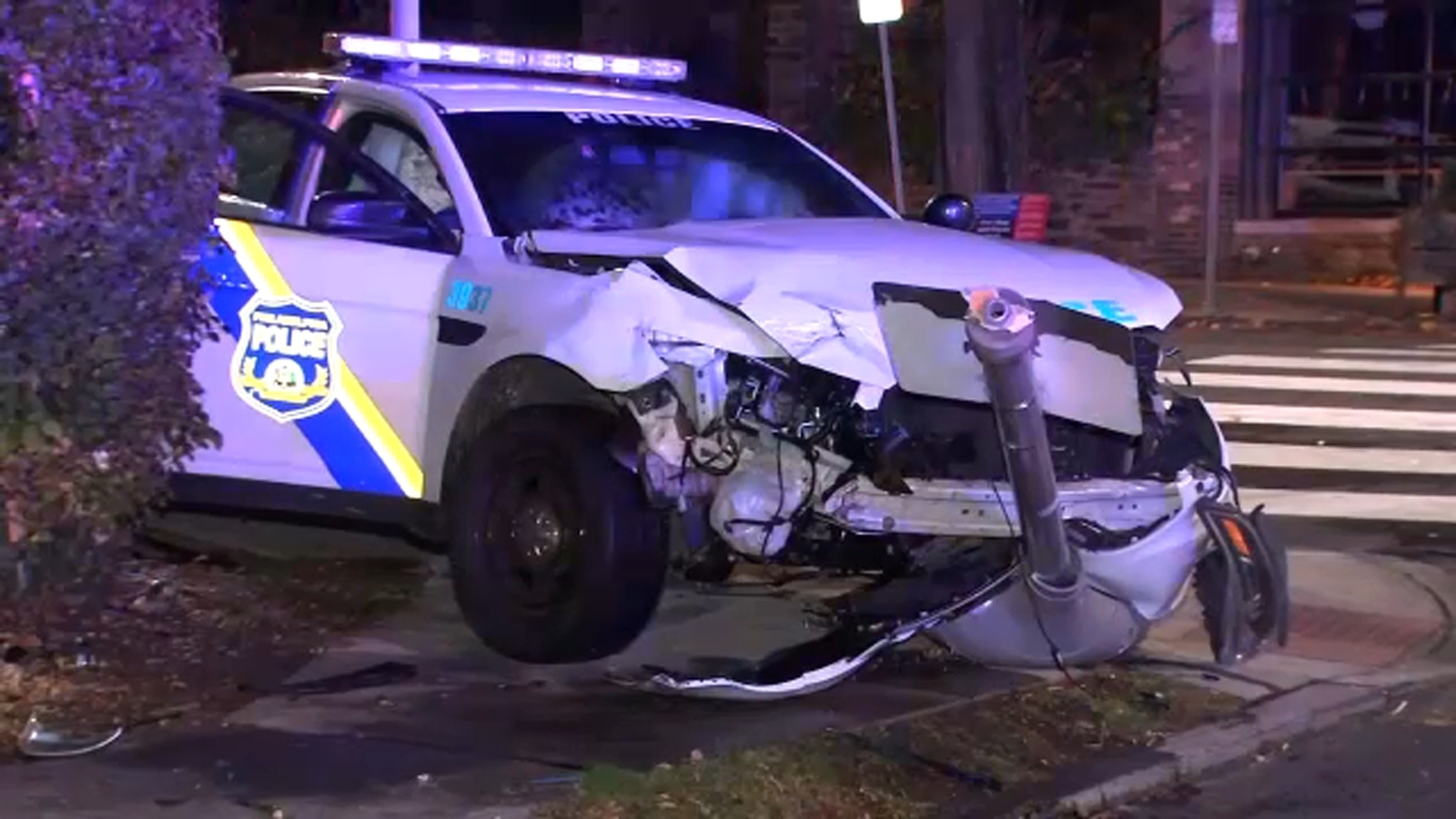 Philadelphia police car crashes on Wayne Avenue in Germantown - 6abc ...