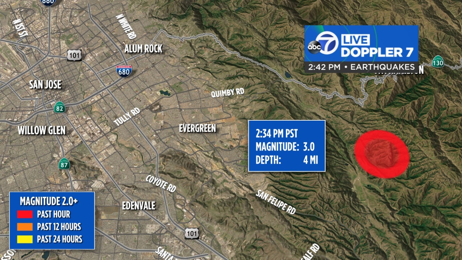 3.0 earthquake strikes in San Jose, United States Geological Survey ...