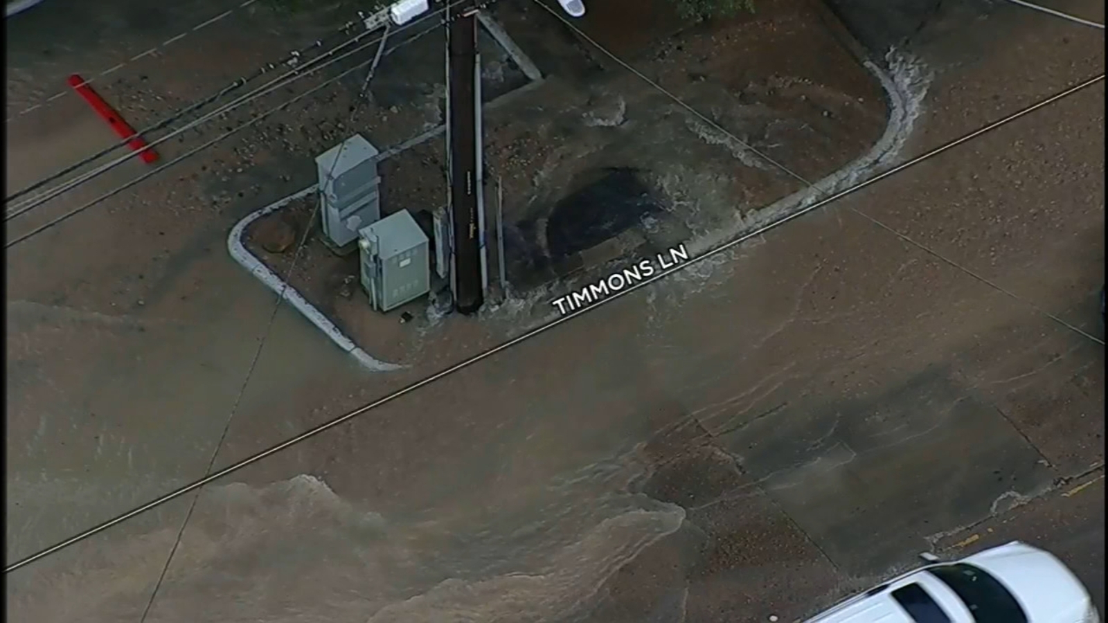 Water Main Break Causes Flooding On Timmons Lane Near Richmond Avenue