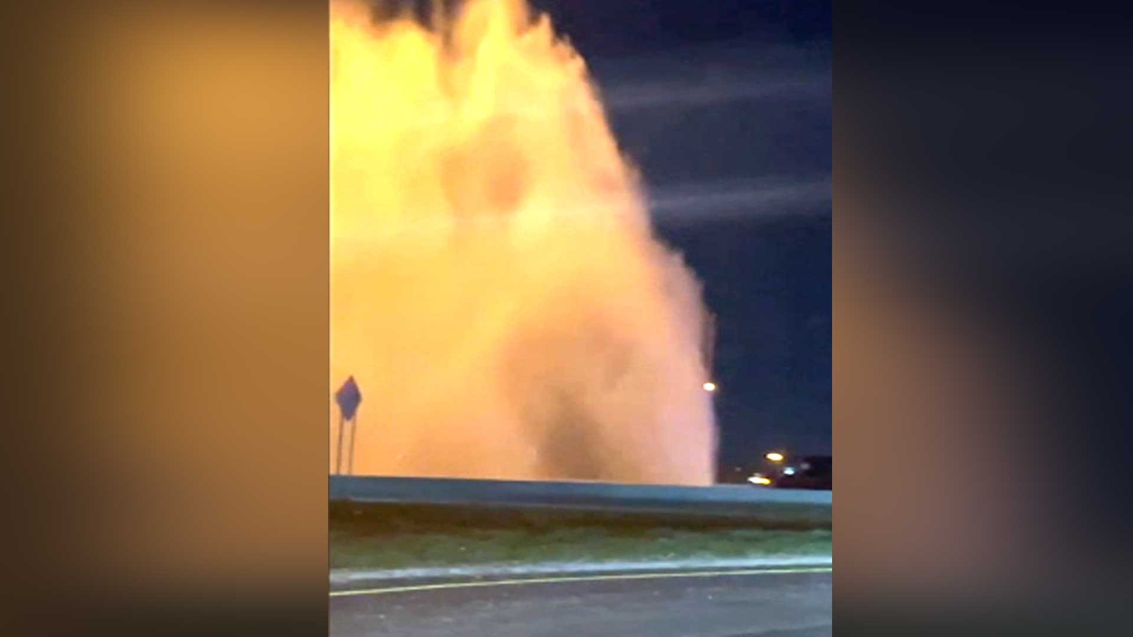 Geyser forms near NJ Turnpike in East Rutherford from water main break ...