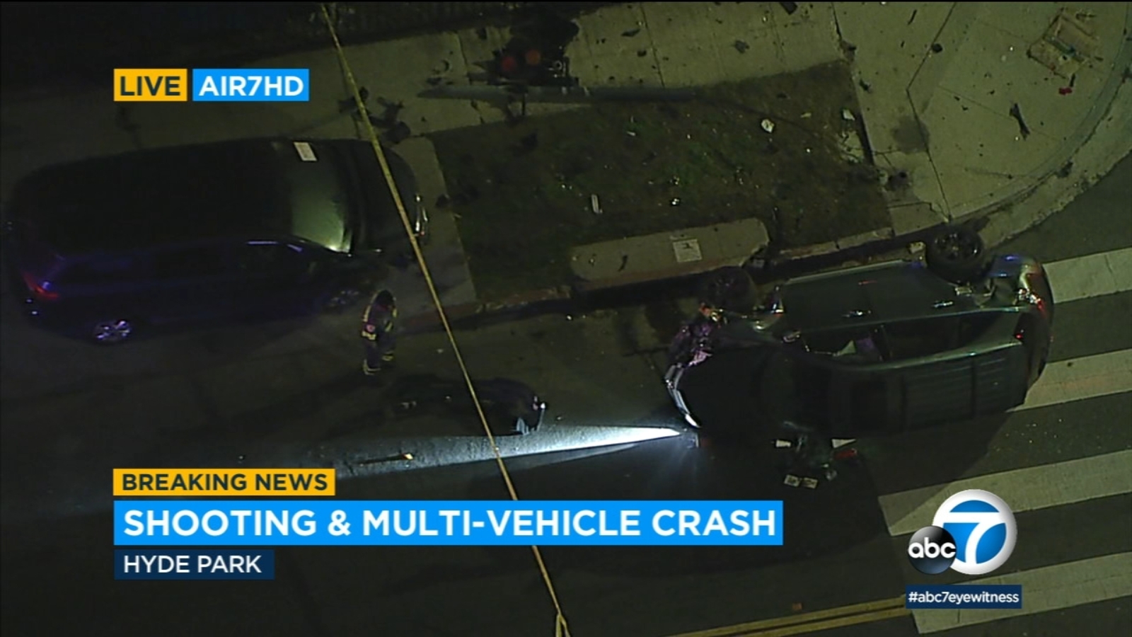South LA: 1 hospitalized following shooting, violent multi-vehicle crash in Hyde Park ...