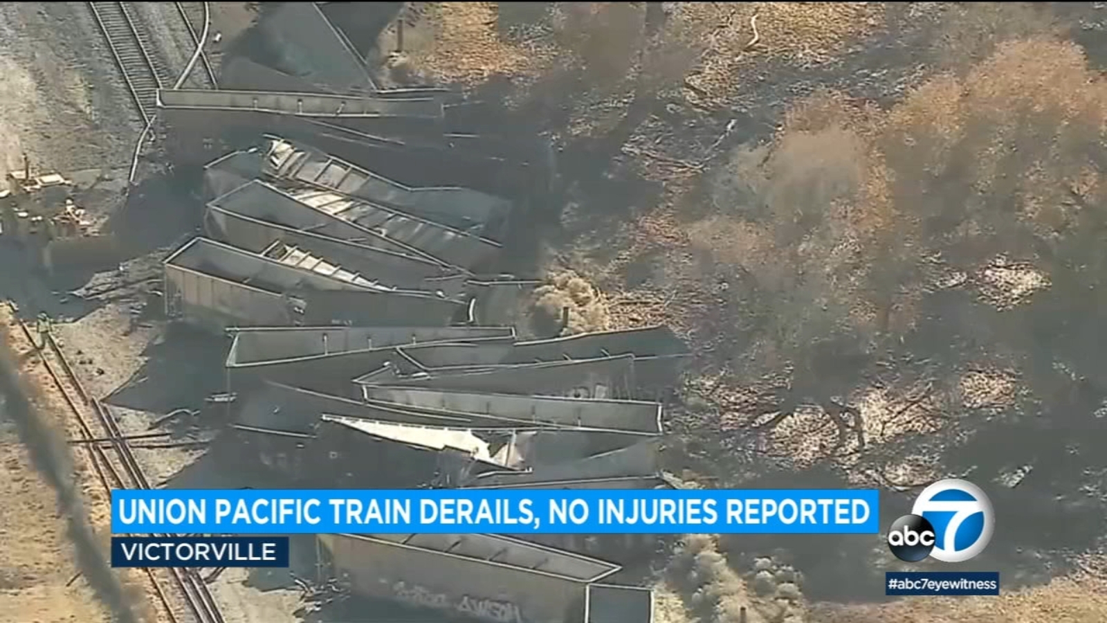 Union Pacific freight train carrying iron ore derails in Victorville ...
