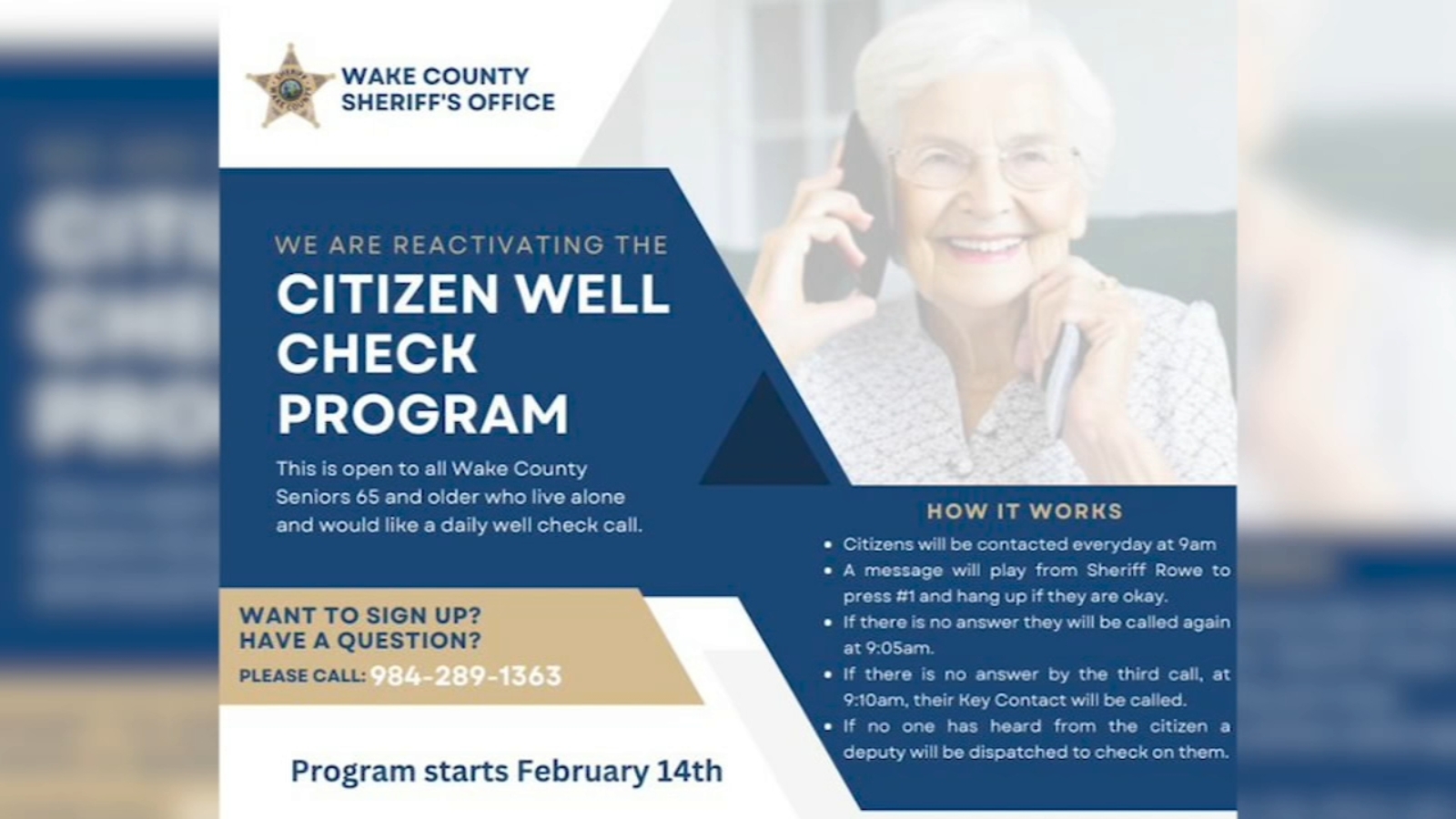 Wake County Sheriff's Office reactivates Citizens Welfare Check Program ...