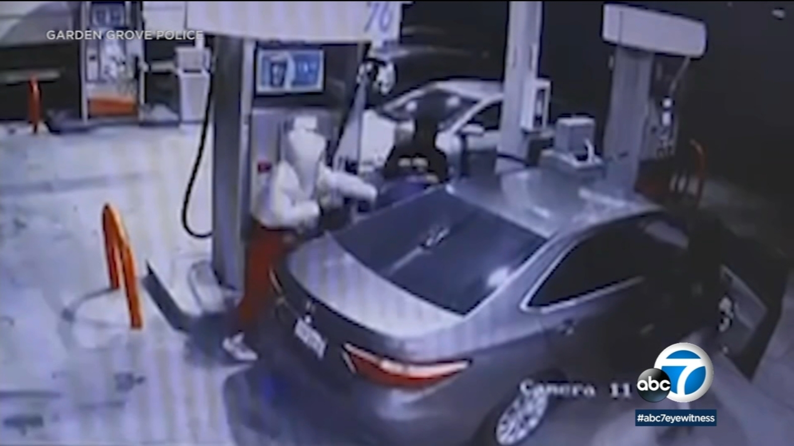 Caught on camera: Suspects attack man, steal his car at Garden Grove 76 gas station - ABC7 Los ...