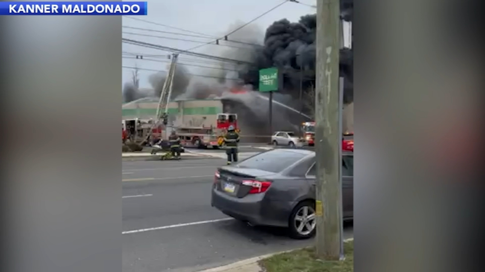 Philadelphia firefighters battle massive blaze at Dollar Tree in ...