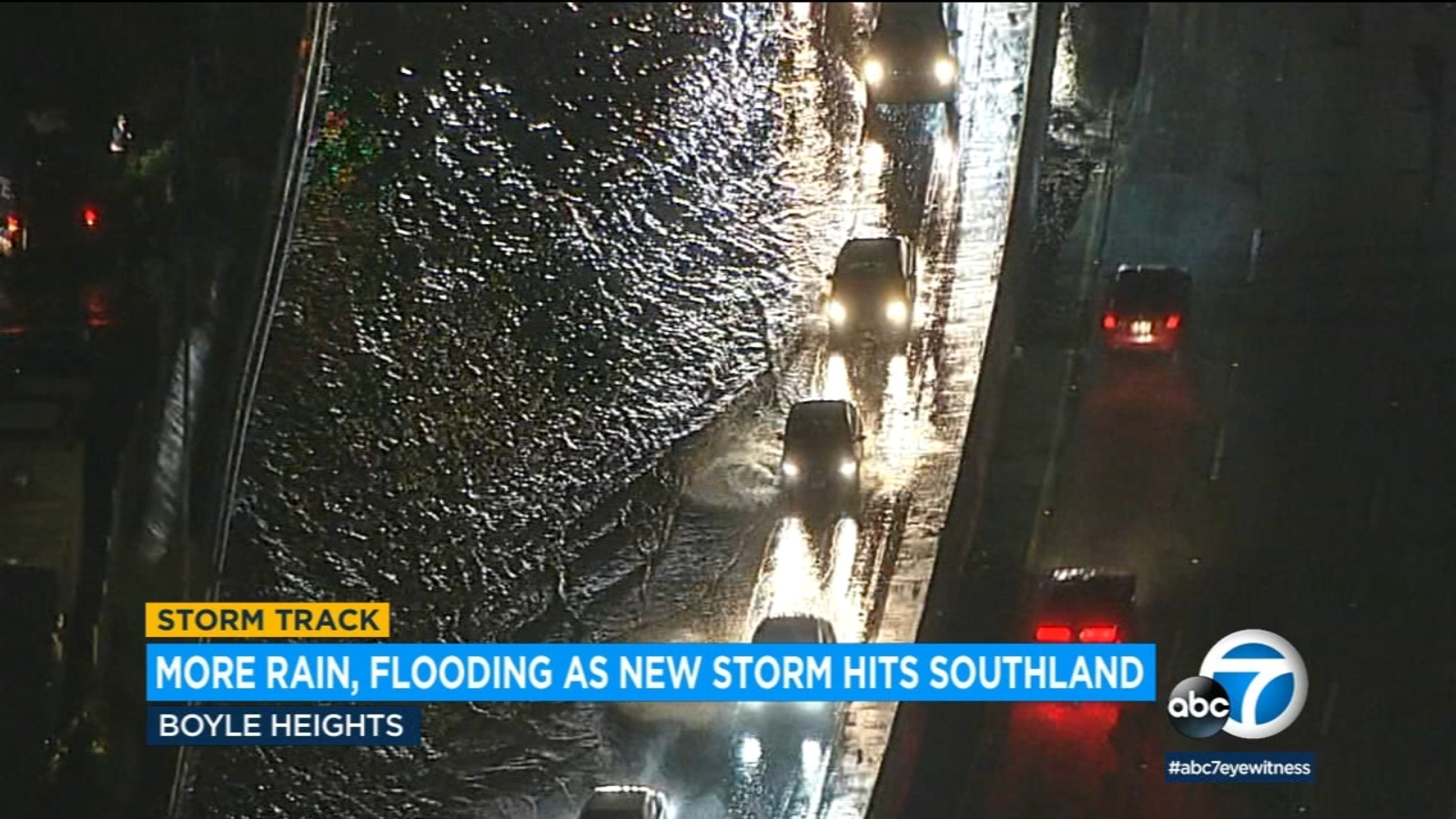 Rain waters flood part of 101 Freeway as atmospheric river causes ...