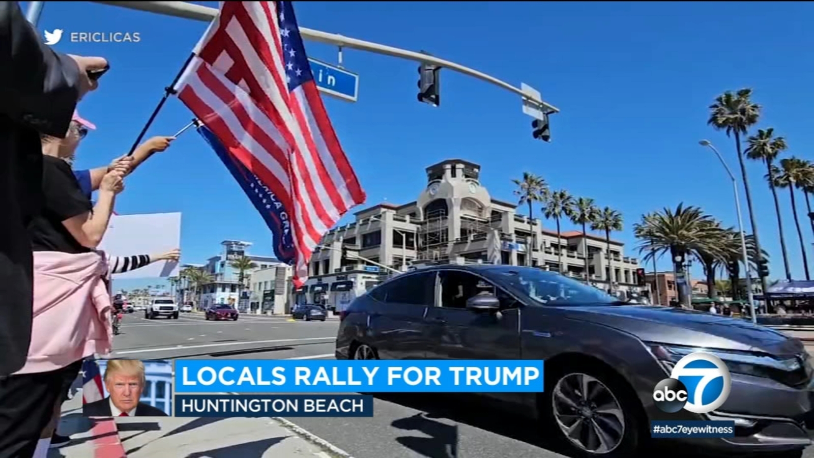 Orange County: Dozens gather in Huntington Beach for pro-Trump rally ...