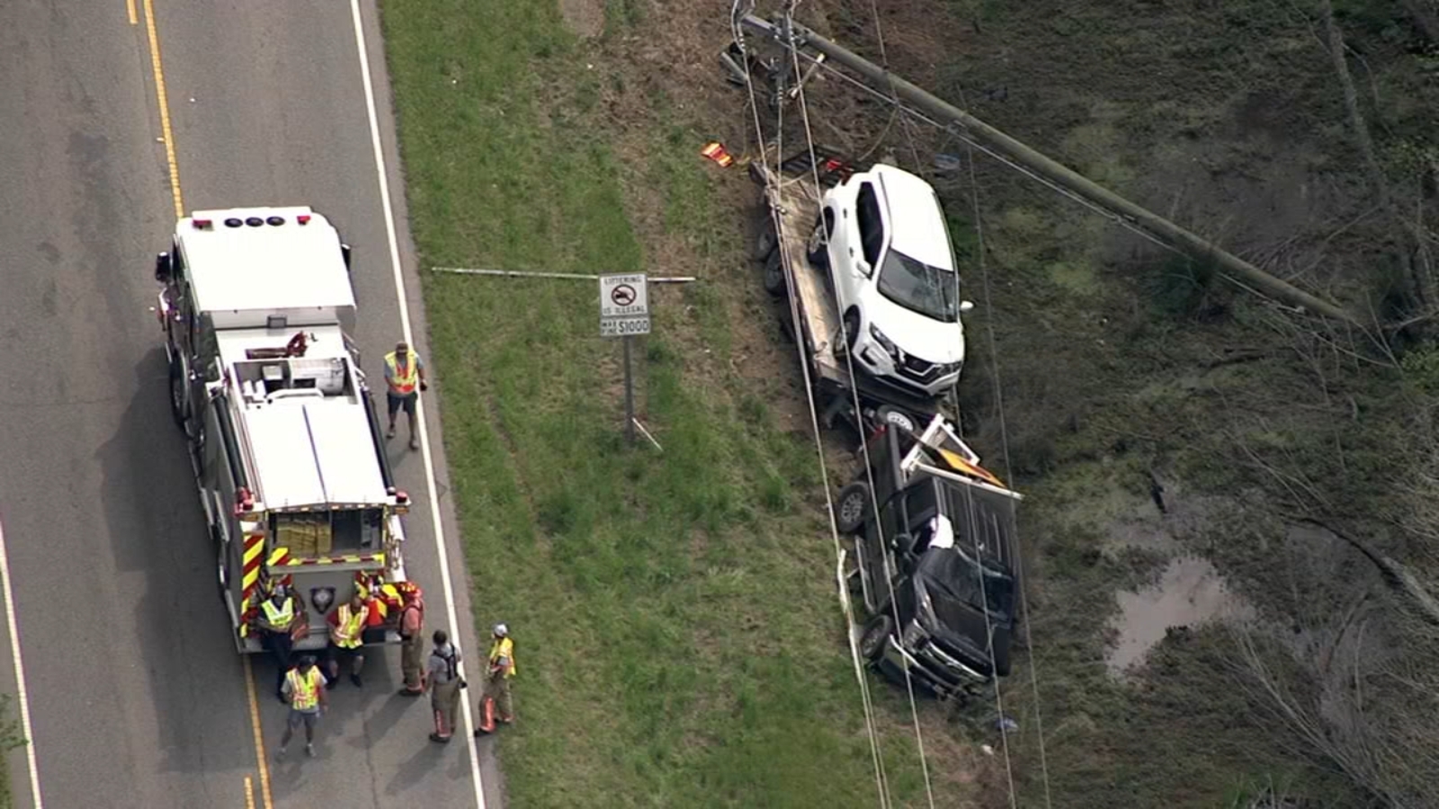 Powerlines fall on crashed truck on US-301 in Harnett County - ABC11 ...