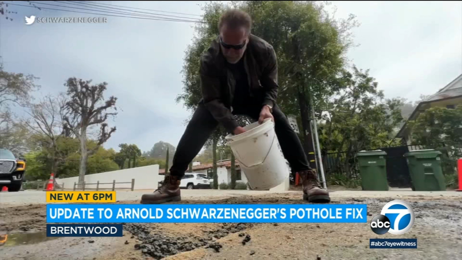 Arnold Schwarzenegger calls out SoCalGas on Twitter over viral 'pothole' fix - ABC7 Los Angeles