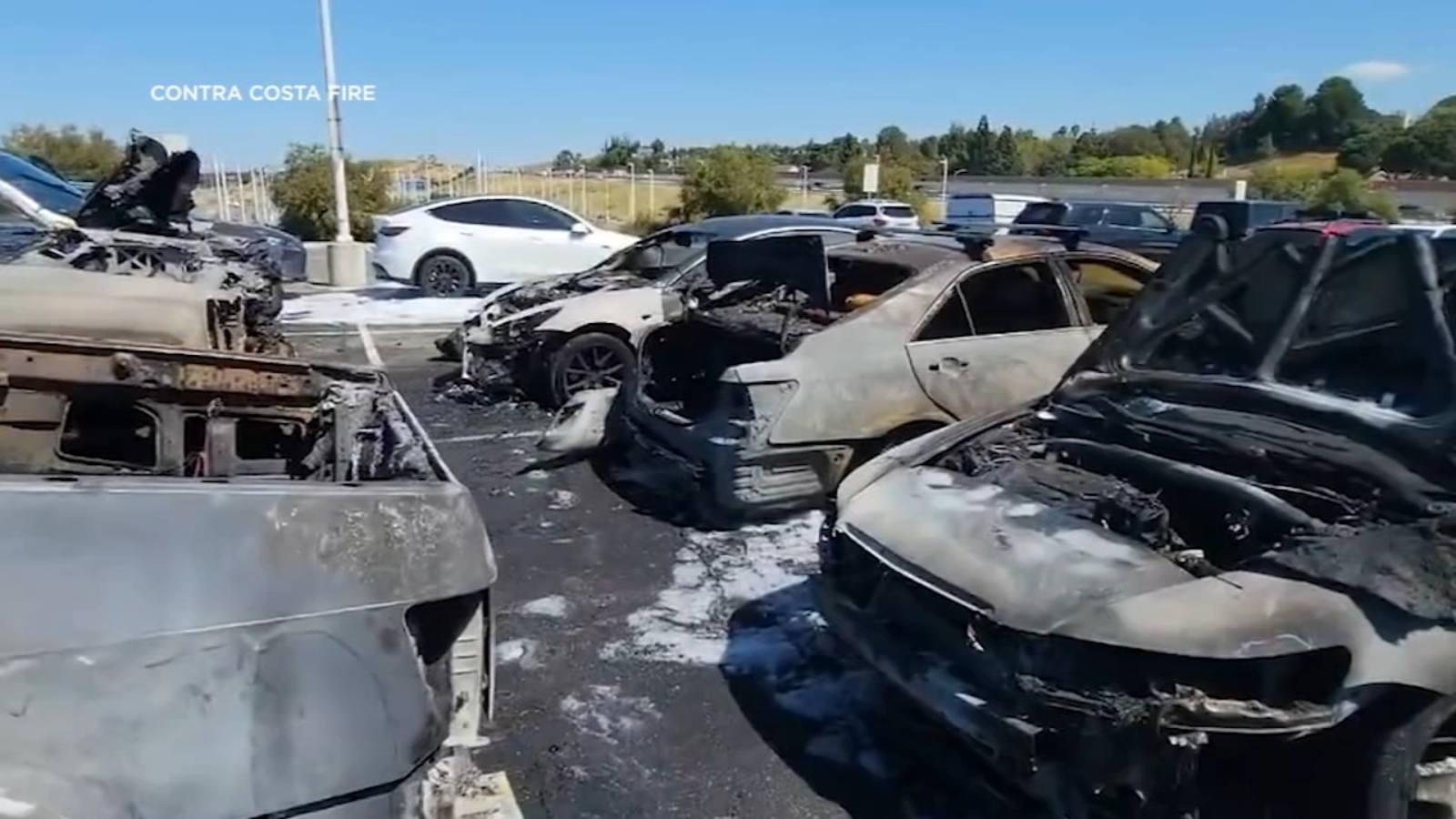 Attempted gas theft at Antioch eBART lot causes fire, destroys 6 cars ...