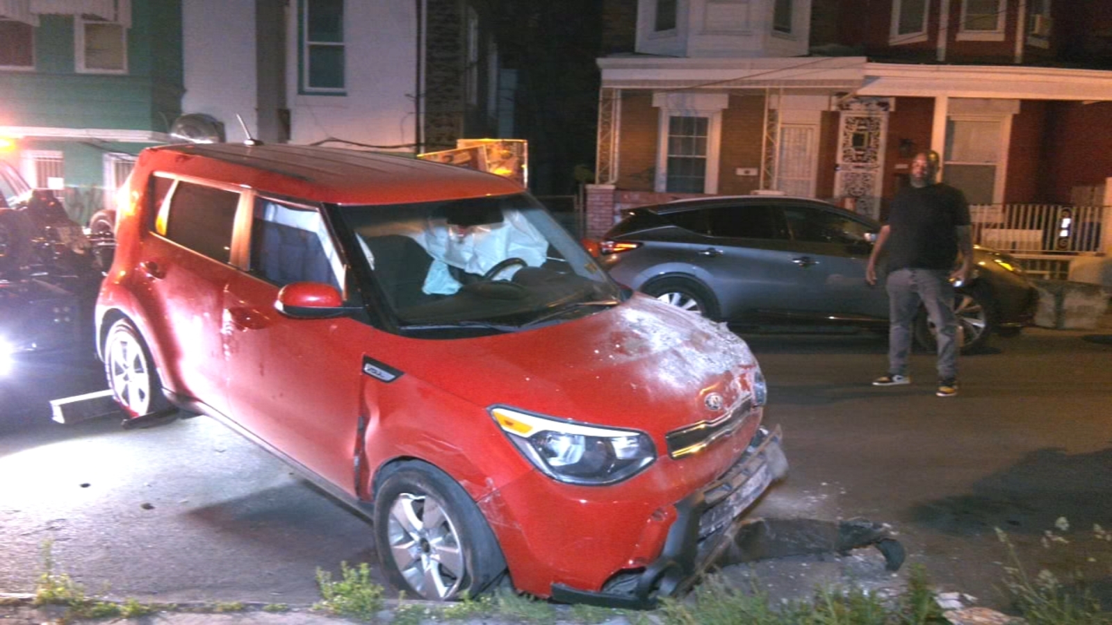 Stolen red Kia crashes into Philadelphia home along West Boston Street ...