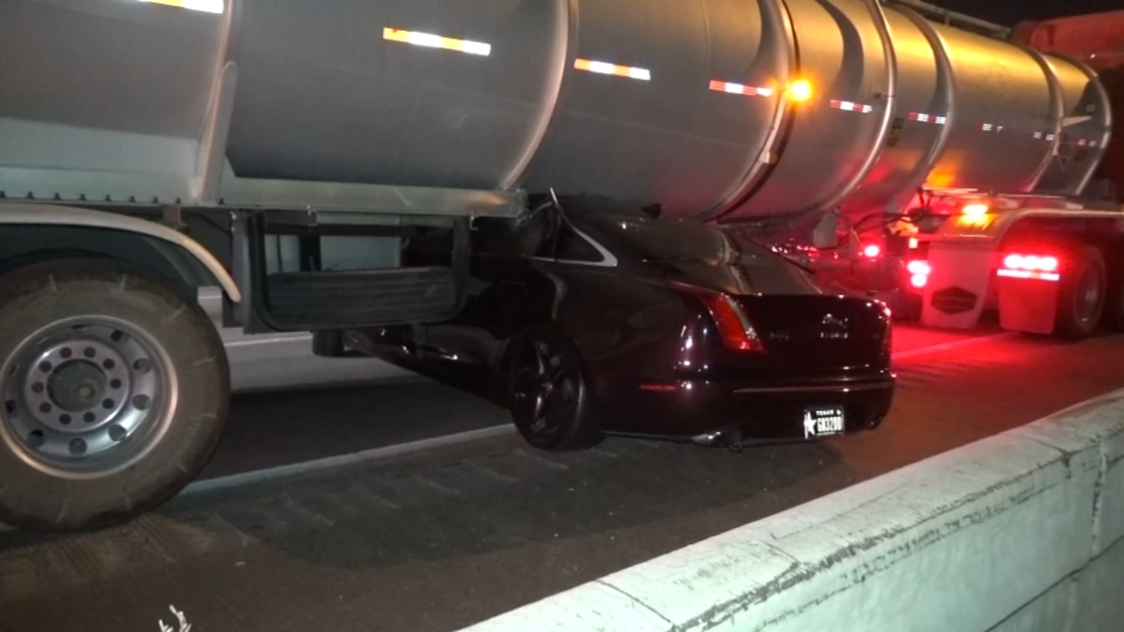 Houston sports car crash: Jaguar crushed under 18-wheeler during crash ...
