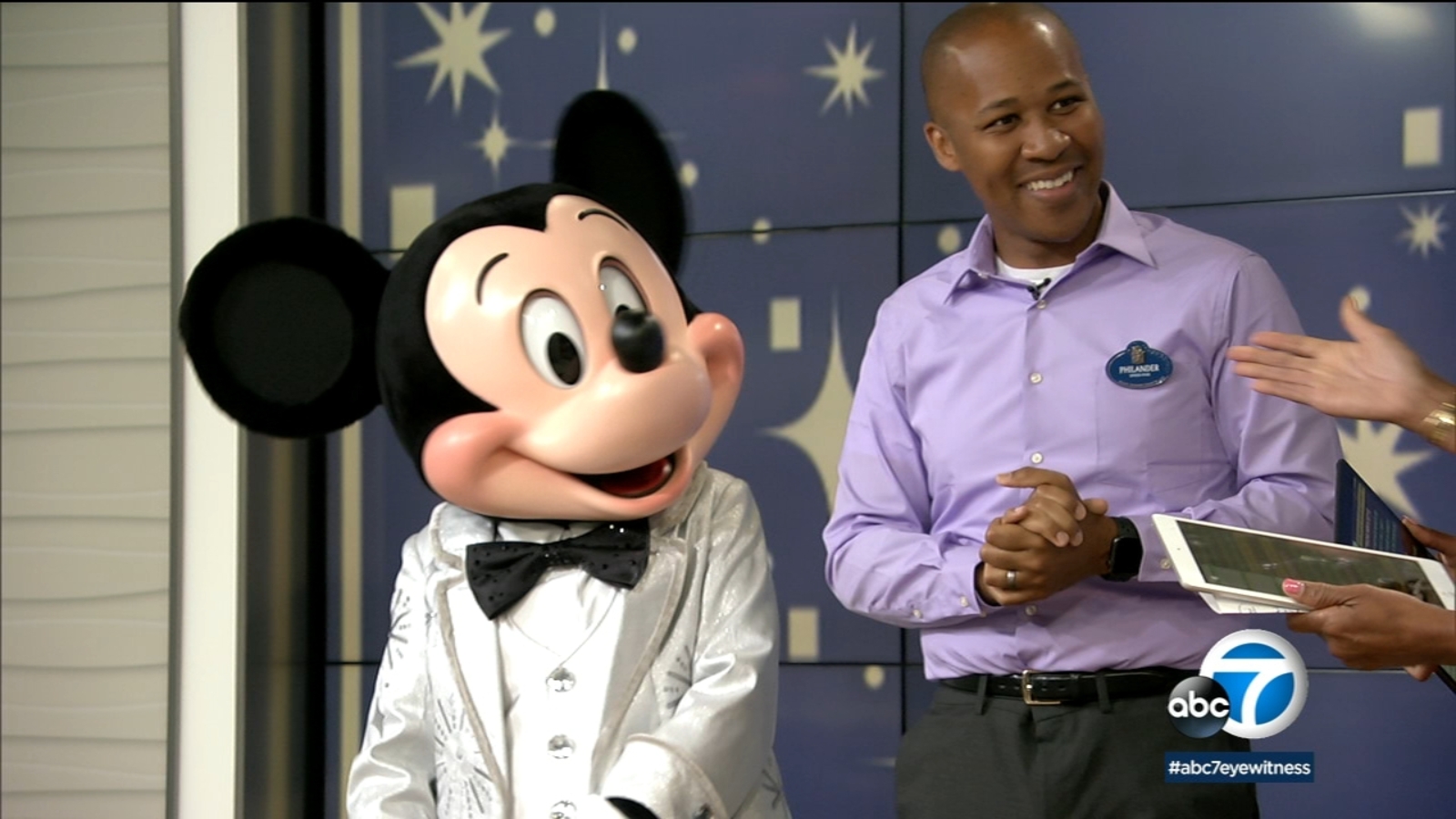 Mickey Mouse joins ABC7 in studio for update on Disney's 100th ...
