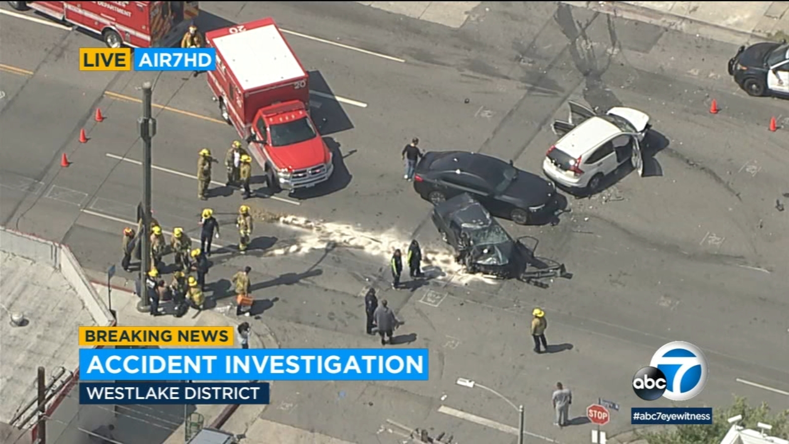 3 car collision injures 5, including 8-year-old boy, in Westlake - ABC7 ...