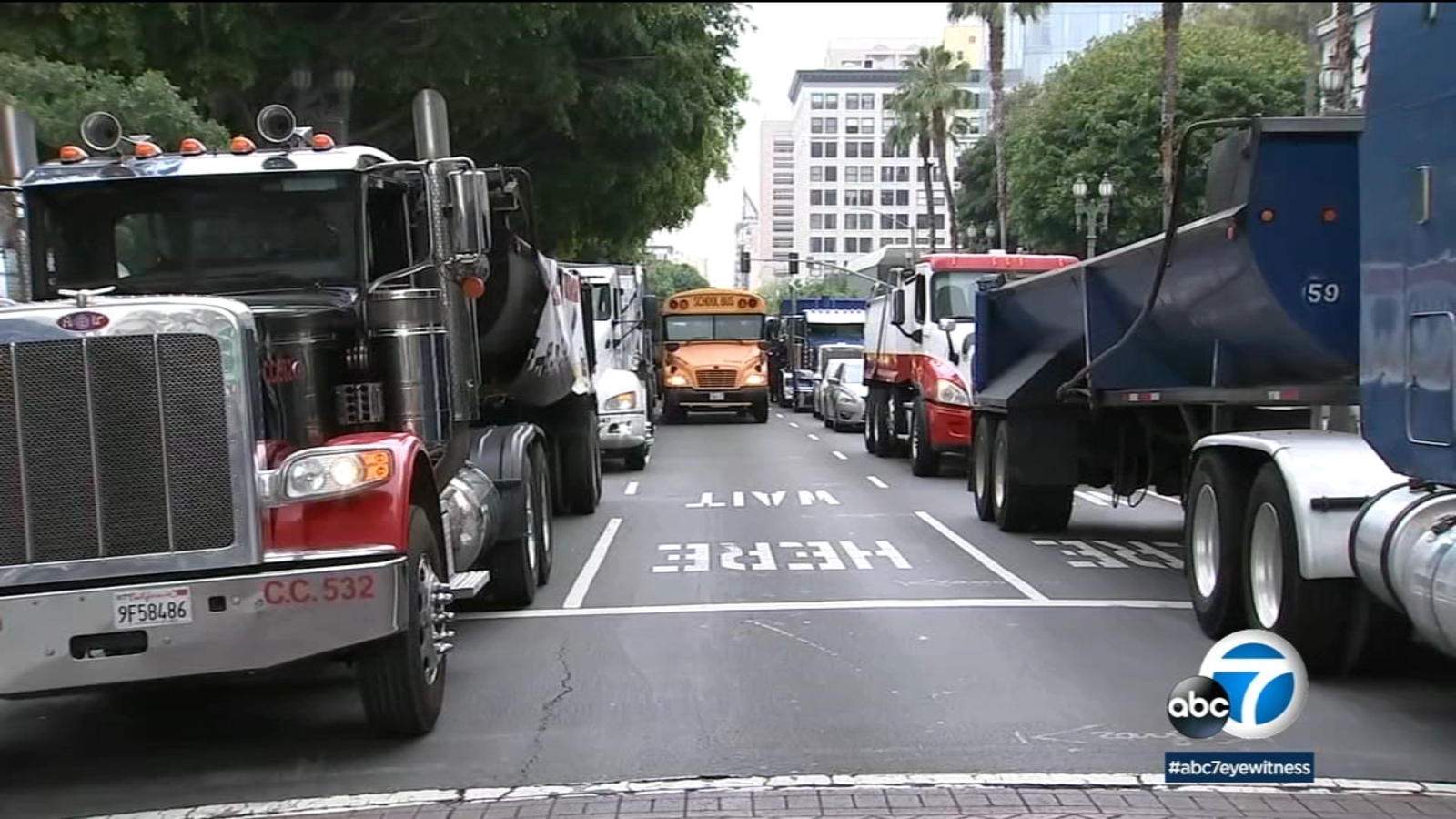 Truckers protest in downtown LA as city decides to end As-Needed Haul ...