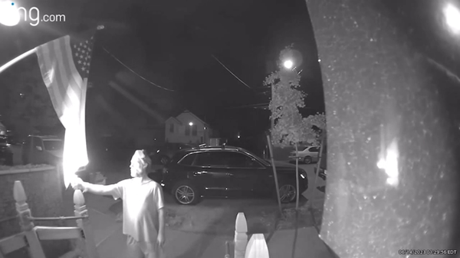 Man caught on video setting American flag on fire outside Midland Beach ...