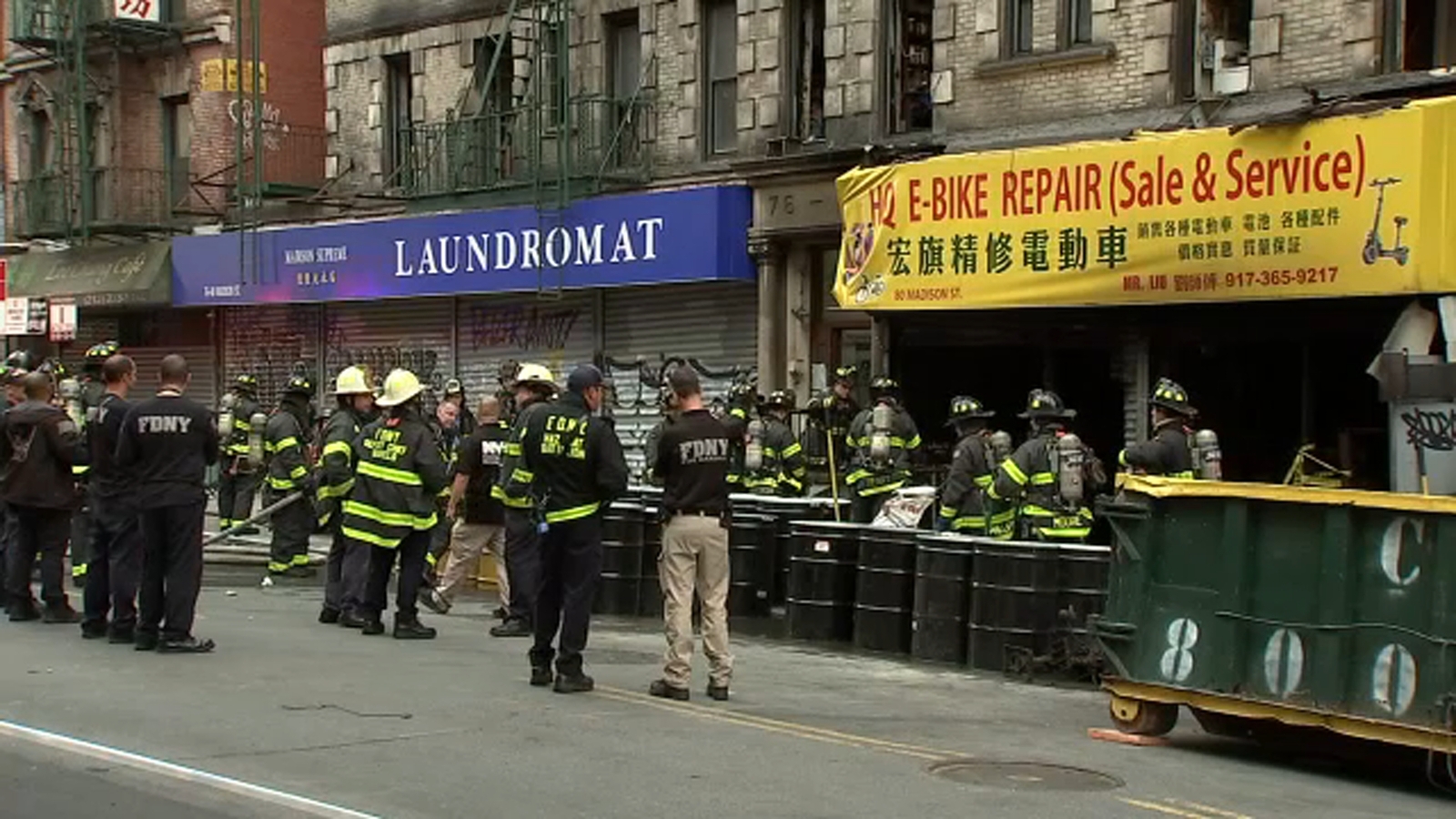 Fire rekindles at Lower East Side e-bike repair shop that killed 4 earlier in week - ABC7 New York