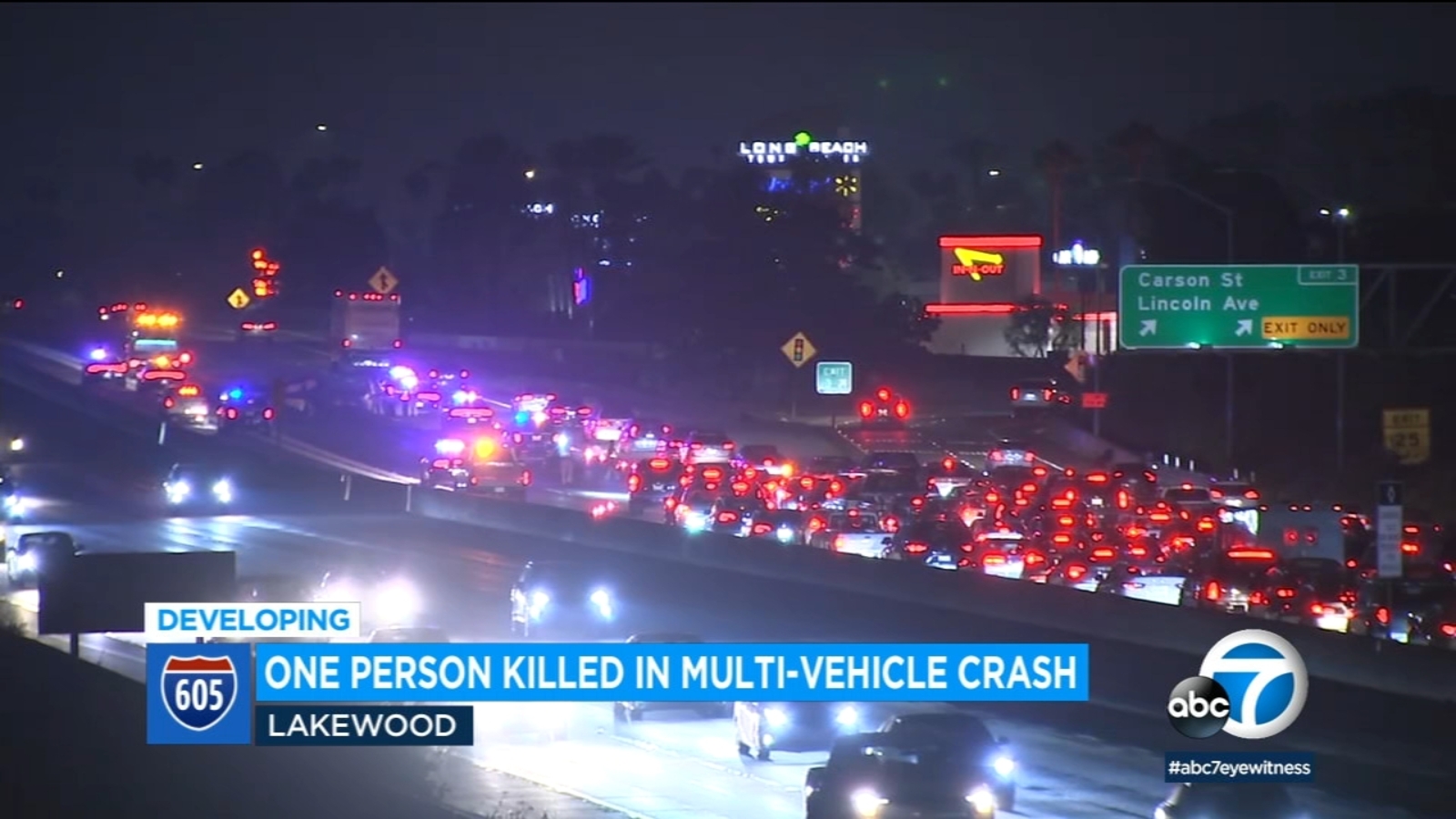 1 killed in multi-vehicle crash on 605 Freeway in Lakewood - ABC7 Los ...